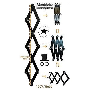 Jacq & Jürgen Expandable 10 Peg Wall Mount Storage Rack 100% Wooden & Black Color