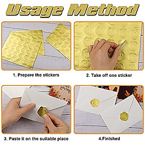 660Pcs Gold Embossed Wax Stickers Valentines Day Heart Envelope Seals Self-Adhesive Stickers for Wedding Celebrations Greeting Cards Commemorative Parties Engagement Invitations