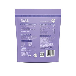 Ballo Pets Calming Chews for Dogs | Natural Stress & Anxiety Relief for Dogs - Help Manage Fireworks, Thunder, Seperation – 90 Soft Chews with Hemp, Melatonin, Chamomile, Ashwaganda- Chicken Flavor