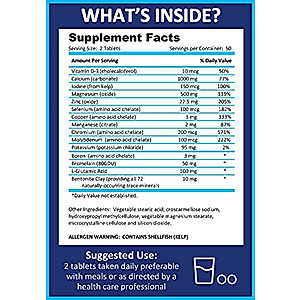 Potent Garden Mega Mineral Supplement Complete Mineral Complex with Calcium Magnesium Zinc Potassium Boron Selenium Chromium & 72 Trace Minerals Iron Free Calcium Supplement -100 Pills