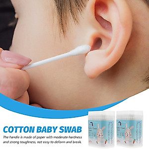400PCS Cotton Swabs, Cotton Buds Swabs Cleaner Double Round Cotton Tip Cleaning Swabs with Paper Stick for Cleaning Ear Nose nose swabs Makeup chidren ear nose cotton sticks