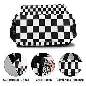 NZOOHY Race Car Checkered Personalized Kids School Backpack Custom for Boys Girls Primary Daypack School Bookbag Travel Bag