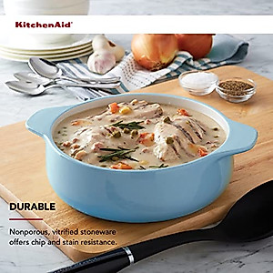 Kitchenaid Vitrified Stoneware Round Casserole Baker, 2.25-Quart, Blue Velvet