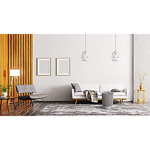 BIRDROCK HOME Round Grey Velvet Ottoman Foot Stool – Soft Compact Padded Vanity Stool - Great for The Living Room, Bedroom and Kids Room - Small Furniture (Grey)