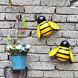 Juegoal Metal Wall Art Bee 3D Sculpture, Inspirational Wall Decor Hanging for Indoor and Outdoor, 4 Pack