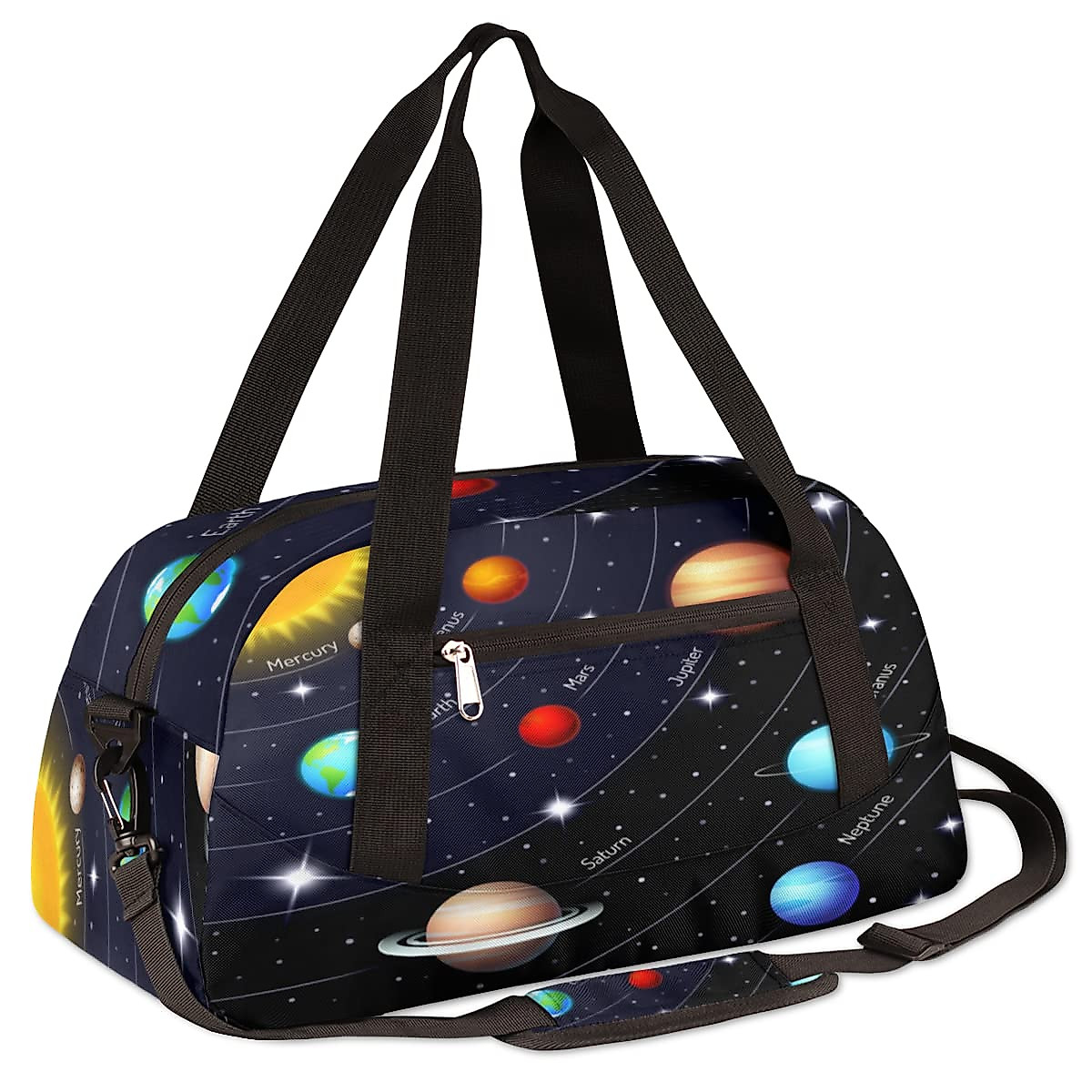 Universe Galaxy Solar System Kids Duffel Bags for Boys Girls Small Carry On Travel Weekender Overnight Bag Dance Bag Sports Gym Bag Ballet Bag Gymnastics Bag for School Practice Little Girls Boys