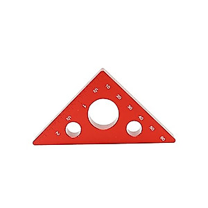 WEITARI Aluminum Alloy Triangle Ruler, 45 Degree Angle, DIY Woodworking Height Measuring Gauge, 65mm (Red)