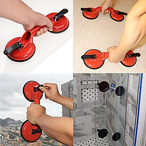 Glass Suction Cups Heavy Duty Aluminum Vacuum Plate Handle Glass Holder Hooks to Lift Large Glass/Floor Gap Fixer/Tile Suction Cup Lifter/Moving Glass/Pad for Lifting/Dent Puller