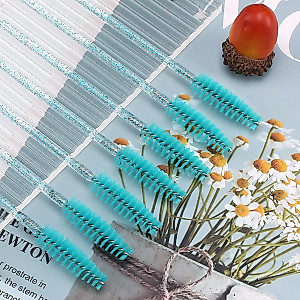Akstore 100 Pack Disposable Eyelash Mascara Brushes Eyelash Brush Wands Applicator Makeup Kits (Colorful-Blue)