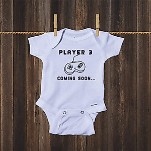 Ink Trendz Player 3 Coming Soon... Baby Pregnancy announcement Baby Coming Soon Infant Onesie Bodysuit Romper
