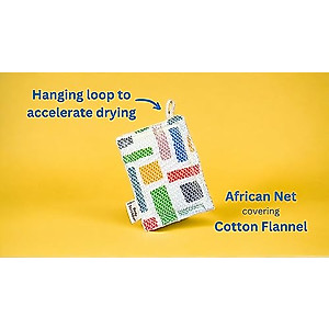 Premium Exfoliating Pad, Scrub, Body Scrubber, Dual-Sided with African Net/Cotton Flannel and Terry Cloth – Bath Shower Sponge-Gets You Clean, Not Just applying Soap – 24 Random Designs (2-Pack)