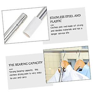 Cabilock 4pcs Clo Metal Fork Utility Cm Pole Balcony Hooks Tool Reaching Garment Ceiling Outdoor High Drying with Reach Rack Clothing Clothesline Steel Hanger Prop Pull Wardrobe Poles