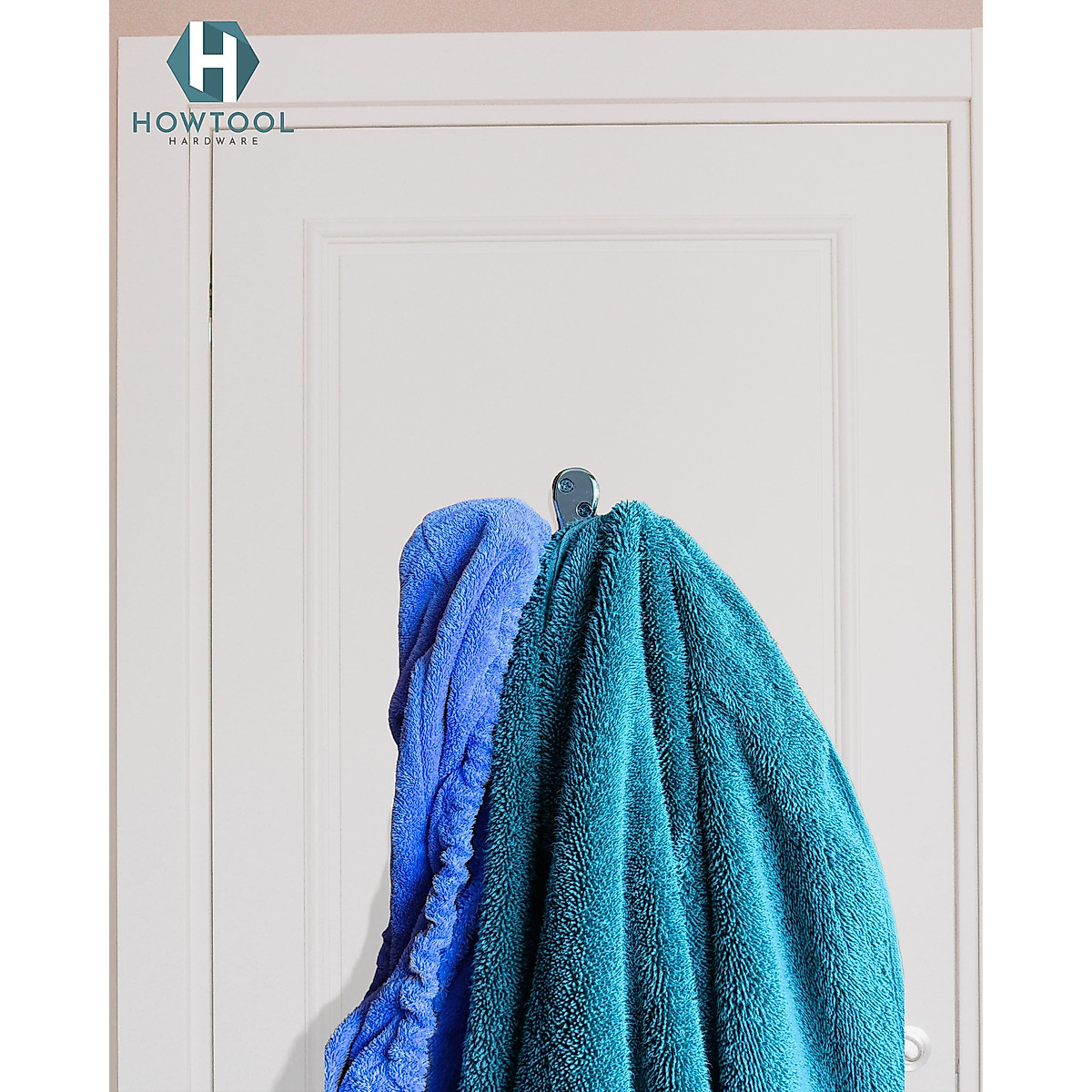 HOWTOOL Double Robe Hook 5 Pack Chrome with Screws Wall Mounted Towel Scarf