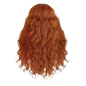 ANOGOL Wig Cap+ Reddish Brown Orange Curly Princess Wig Cosplay, Copper Red Orange Long Curly Wig Princess Dress Up Wig Halloween Costume, Long Orange Ginger Curly Wig for Party