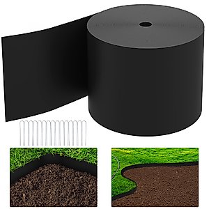Watayo 30 FT Grass Barrier Landscape Edging Coil -5 inch Depth Terrace Board Edging -Flexible Garden Bed Edging -Weed Barrier Edging for Garden Lawn Area Backyard Driveway Path Sidewalk