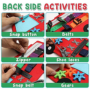 Busy Board, Montessori Toddler Activity Board, Sensory Board for Learning Fine Motor Skills, Car Ride Activities for Toddlers, Travel Toys for Plane, Valentines Gift for Kids, Birthday Gifts