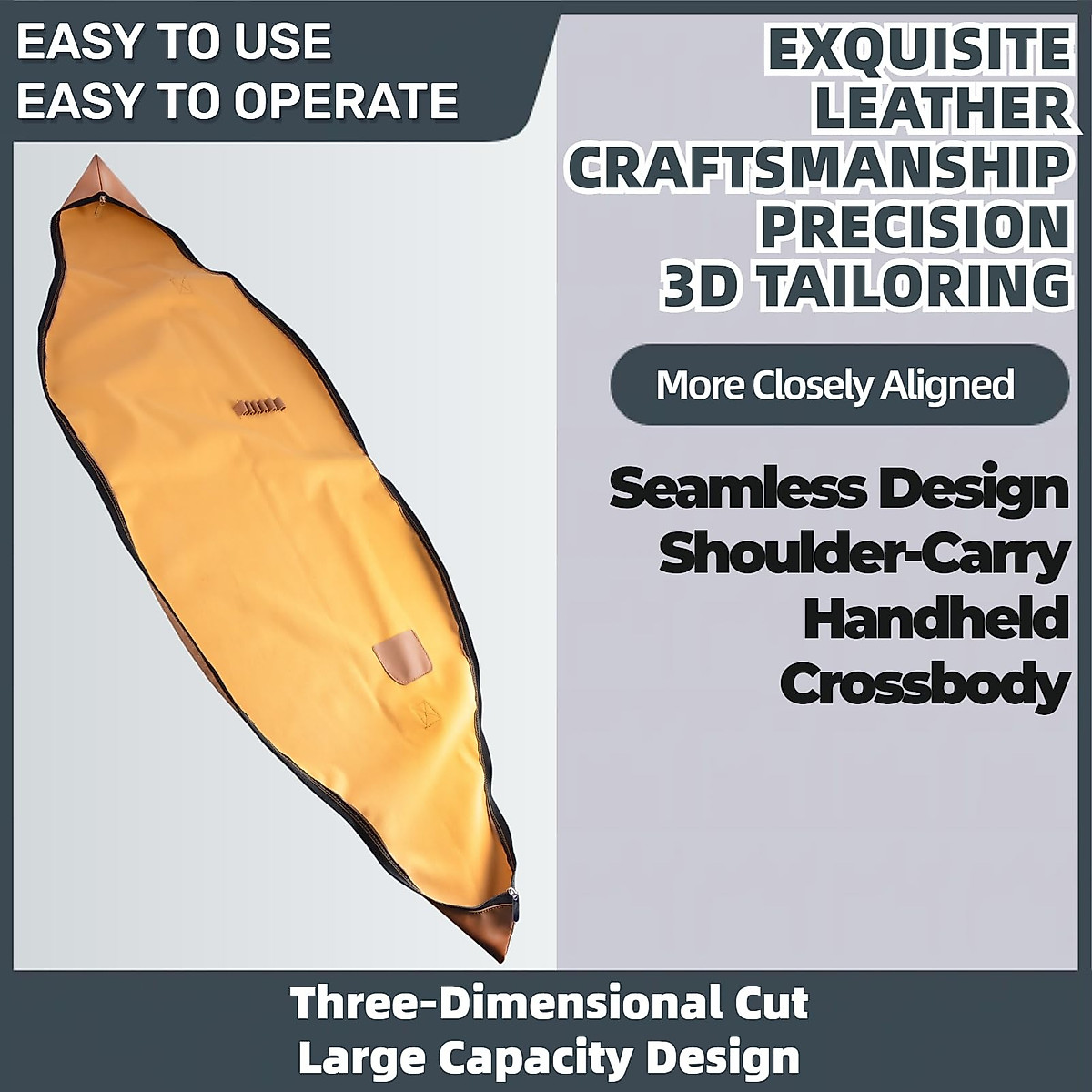 ZSHJGJR Traditional Takedown Recurve Bow Case - 60 inch Archery Bow Cases, PU Leather Recurve Bow Case with 6 Arrow Slots, Moisture, Splash & Sun Protection Mounted Archery Bow Bag Accessory