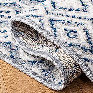 SAFAVIEH Belmont Collection 8' x 10' Ivory / Navy BMT132B Moroccan Non-Shedding Living Room Bedroom Dining Home Office Area Rug