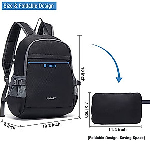 YZAOLL 20L Lightweight Packable Hiking Backpack,Small Hiking Backpack Day Pack for Women Men Travel Camping Vacation,Black