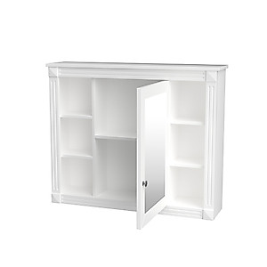 Merax Medicine Cabinet with Mirror, Wall Mount Bathroom Cabinet 35" x 28" Over Toilet Storage Cabinet Organizer with Door and Open Shelves, Mirrored Bathroom Wall Cabinet