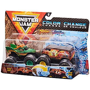 Monster Jam, Official Dragon vs. Thunder Bus Color-Changing Die-Cast Monster Trucks, 1:64 Scale