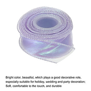 MECCANIXITY 1 1/2" Wide Sparkly Sheer Wired Organza Ribbon Pastel Shimmer Iridescent Chiffon Ribbons 10 Yard Lavender Purple for Gift Wrapping Bouquet Wedding Bows