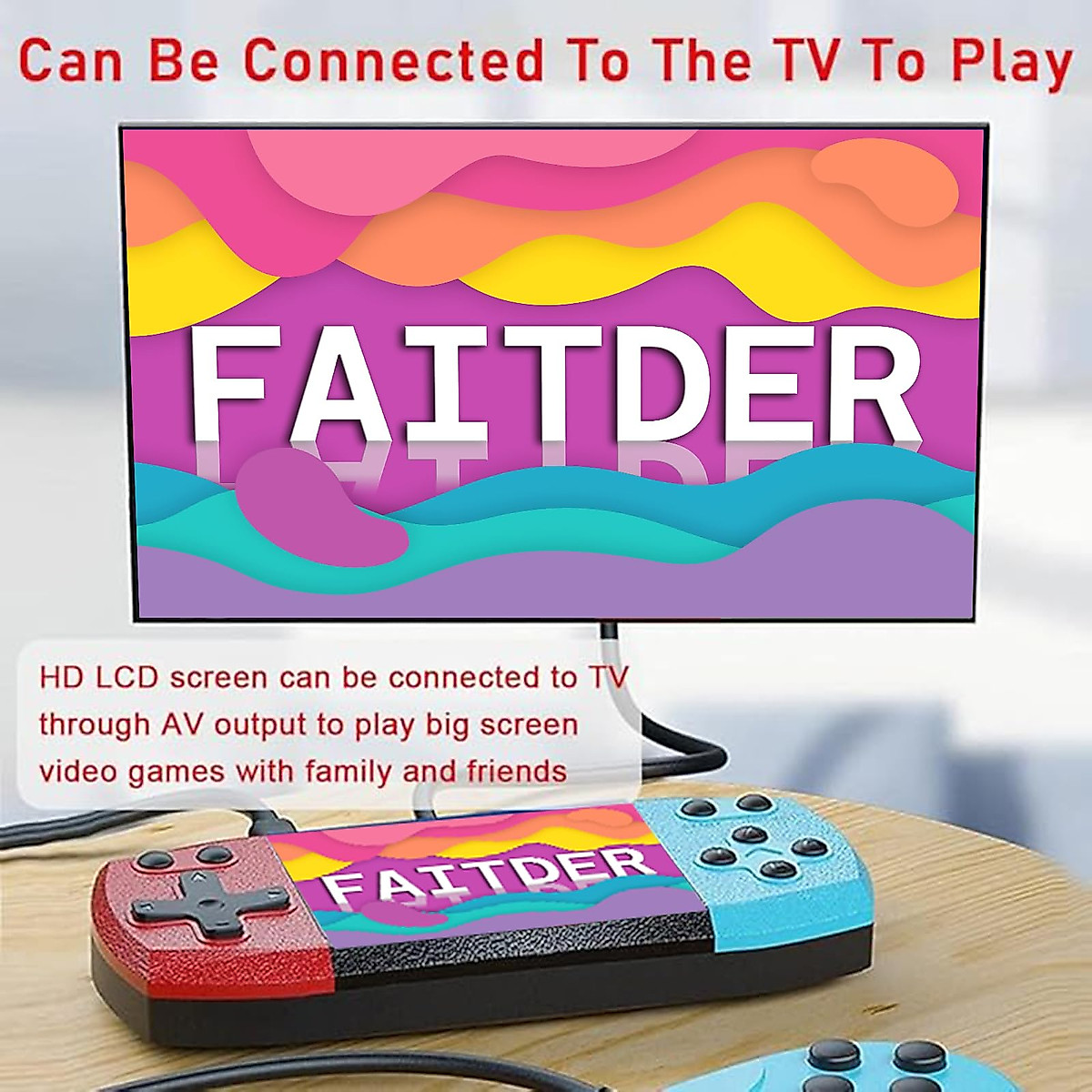 FAITDER - Retro Handheld Game Console Built-in 620 Classic Game 3 Inch Screen Portable Handheld Video Game Console Supports TV Connection and Two Player Games Boys Girls Birthday