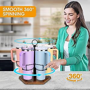 Haldane Water Bottle Organizer for Stanley Cup 40oz,Rotatable Stanley Cup Holder Metal Water Bottle Storage Rack Tumbler Organizer for Kitchen Cabinets, Retro Stanley Cup Accessories Movable