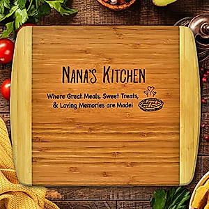 NANA GIFT- Engraved 2-Tone Bamboo Cutting Board - 2-Sided Design Engraved Side Designed For Decor Reverse Side For Usage – Best Grandma Ever Birthday Mother’s Day Christmas (11 1/2 x 13 1/2)
