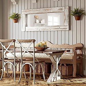 Barnyard Designs Rustic Farmhouse Full Length Mirror - Wood Frame Floor Standing Bedroom Mirror (58" x 24" / White)