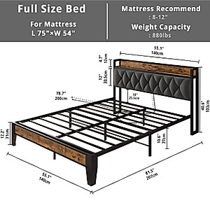 ANCTOR Full Size Bed Frame, Storage Headboard with Outlets, Easy to Install, Sturdy and Stable, No Noise, No Box Springs Needed - Perfect for a Good Night's Sleep