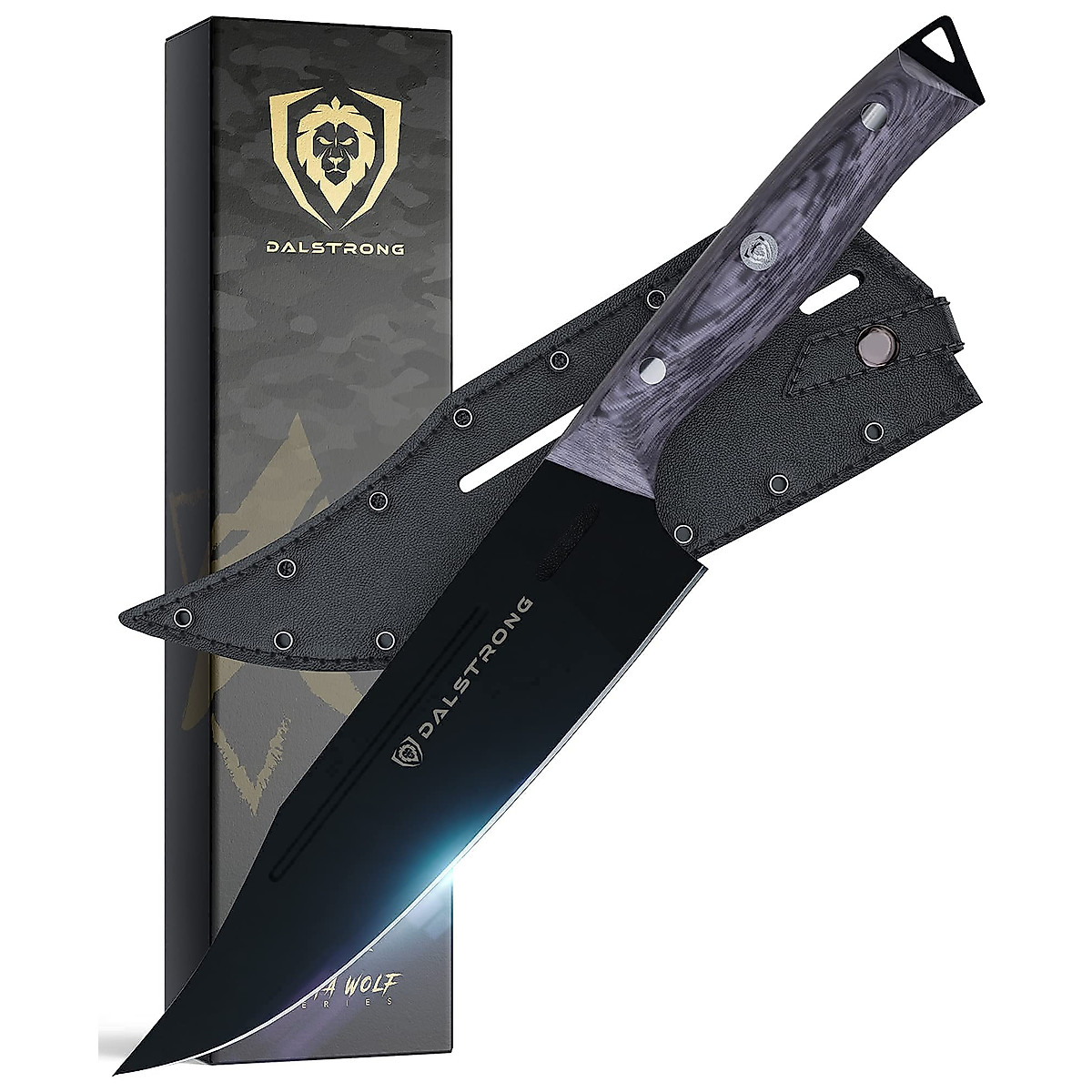 DALSTRONG Delta Wolf Series Chef Knife 8" Bundled with Delta Wolf Series Paring Knife 4" with PU Leather Sheath - Black Titanium Nitride Coating - G10 Camo Handle