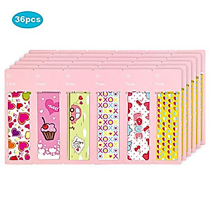 TUPARKA 36 PCS Magnetic Bookmarks Valentine's Day Bookmark Gift for School Prizes and Valentine's Party Favors for Kids