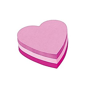 Post-it Notes - 1 Block of 225 Heart Shape Sticky Notes - 70 x 70mm - Sticky Notes for Desk, Office, School and Memos - Pink