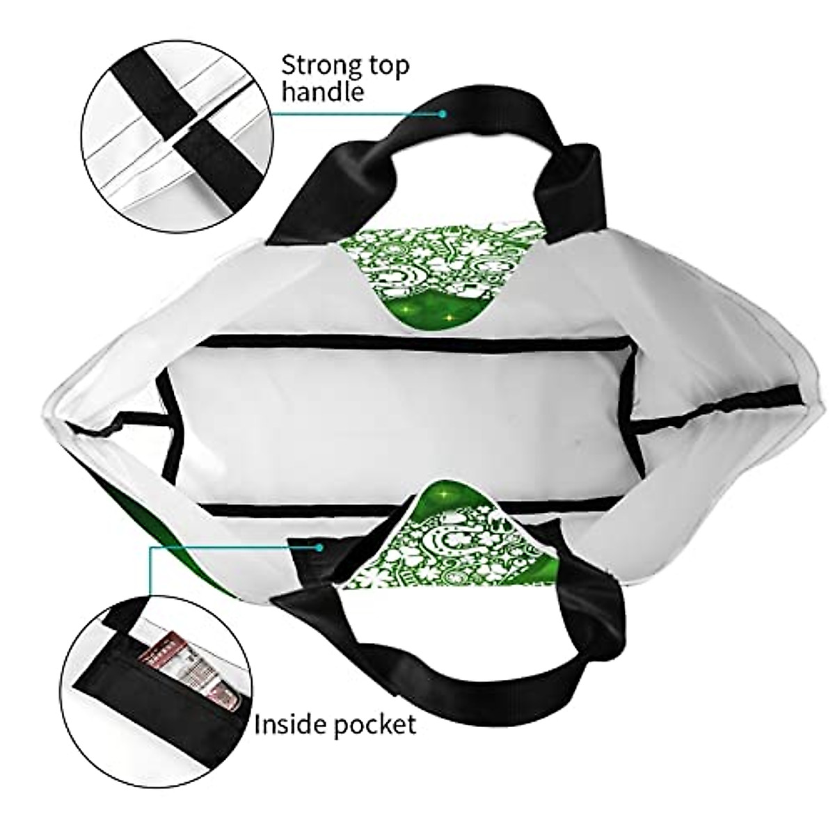 Gelxicu Green Clover Shoulder Tote Bags St Patrick Casual Bag Cute Shoulder Handbags Shopping Bags