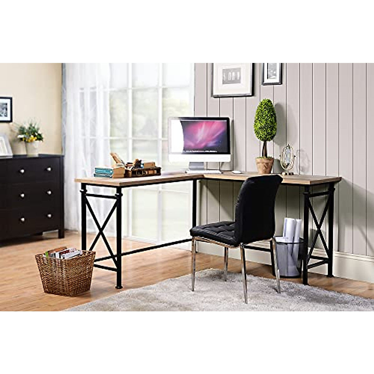 Signature Design by Ashley Jaeparli Modern Farmhouse Home Office L Shaped Desk, Brown