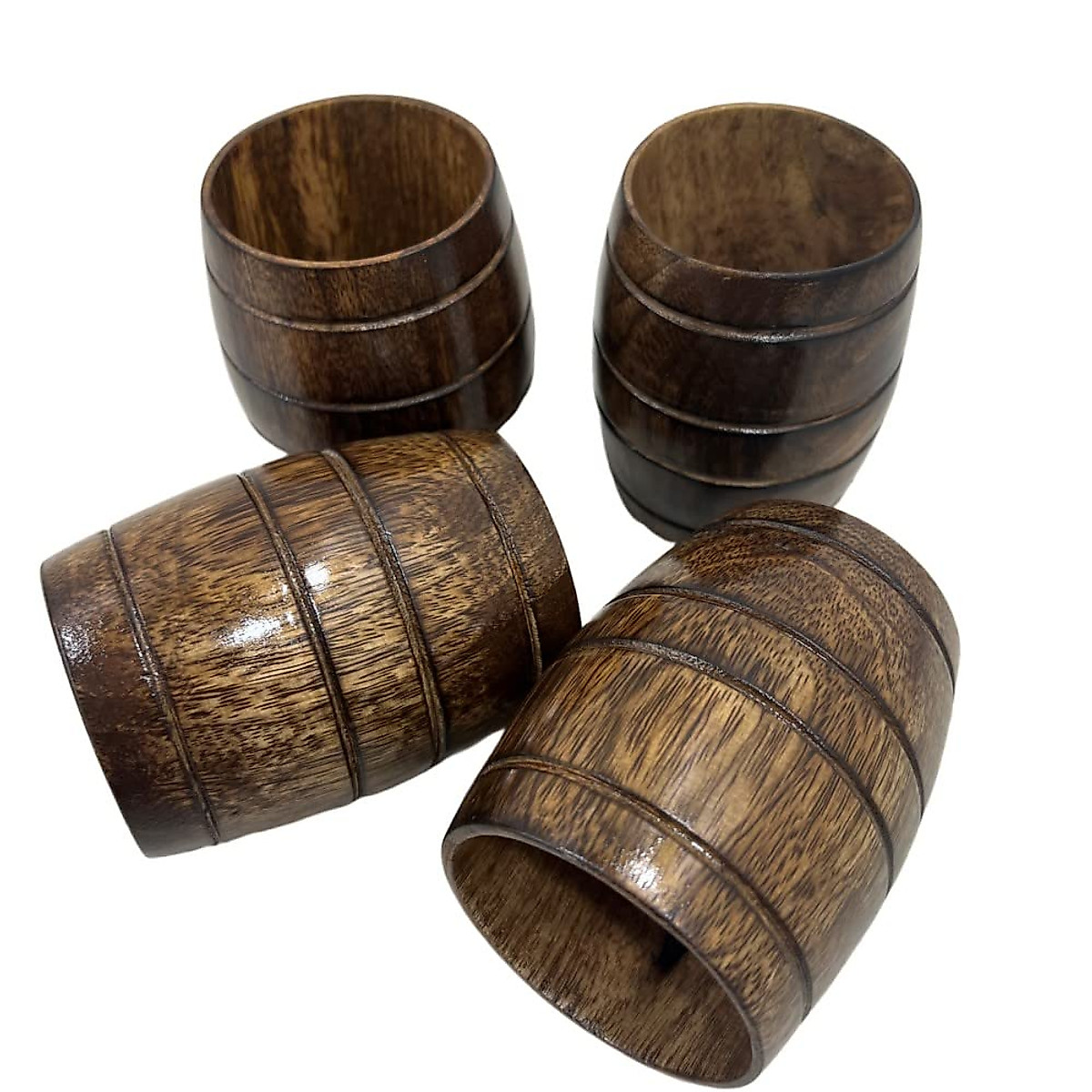 collectiblesBuy Handmade Barrel Shaped Mug Wooden Tea Cups Top Grade Natural Solid Wood Tea Cup Wooden, Classical Natural Solid Wood Drinking Cup Handmade Tea Cups Set of 4