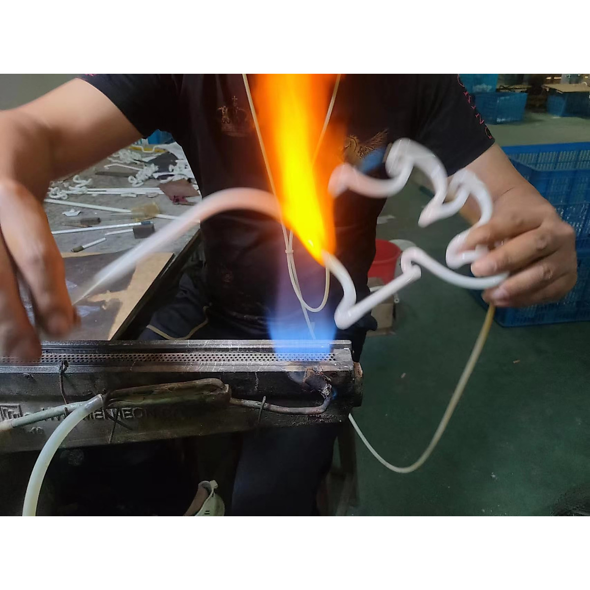 Real Neon Glass Tubes Open Teriyaki With Green Border And Blue Line Sign Handmade Lamp Neon Signs For Wall Decor