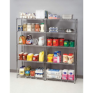 Seville Classics UltraDurable Commercial-Grade 5-Tier NSF-Certified Steel Wire Shelving with Wheels, 36" W x 18" D - Chrome