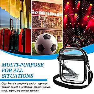 2 Pcs Clear Crossbody Purse Bag Stadium Approved Bag Transparent Shoulder Bag for Sports Games Concerts and Festivals (Black)