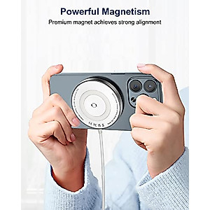 Basesailor Magnetic Wireless Charger with USB Adapter, 3 in 1 Portable Travel Cordless Qi Fast Charging Pad Station for MagSafe, iPhone 14 13 12 11 Plus Pro Max Mini,AirPods 3 2 Pro,Samsung S23 S22