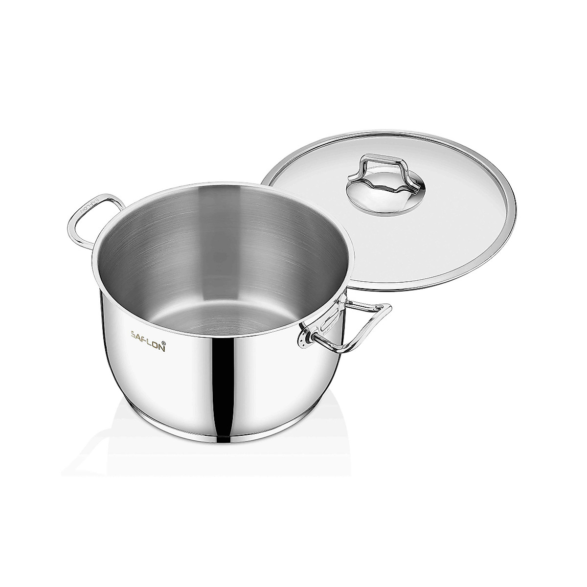Saflon Stainless Steel Tri-Ply Capsulated Bottom 6 Quart Stock Pot with Glass Lid, Induction Ready, Oven and Dishwasher Safe