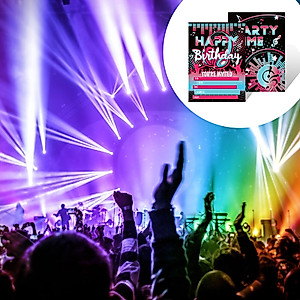 Pajean 30 Pack Music Birthday Party Invitations Dance Party Invite Cards with Envelopes Stickers Halloween Glow in the Dark Party Supplies Favors