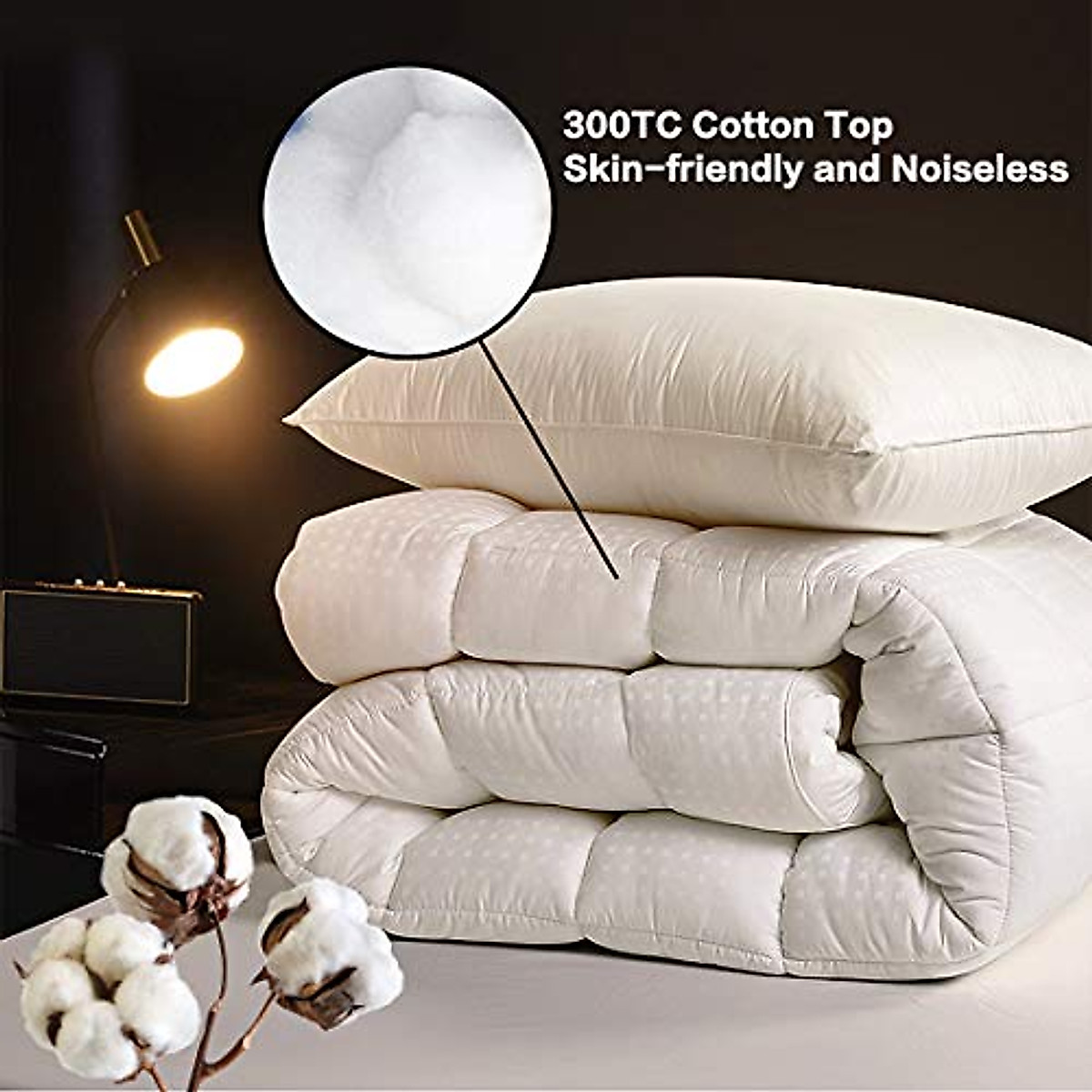 ST Starcast King Size Mattress Pad Pillow Top Mattress Cover Quilted Fitted Mattress Protector Cotton Top 8-21" Deep Pocket Cooling Mattress Topper(1 Inch,King)