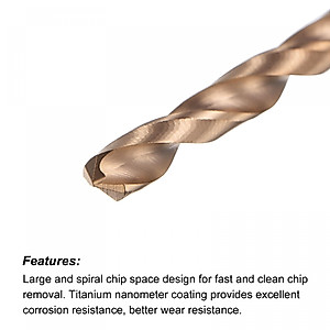 uxcell Twist Drill Bit, 3mm Jobber Drill Bit Nanoscale Titanium Coated K35 Tungsten Carbide Straight Shank 80mm Length for Drilling Stainless Steel Alloy Steel