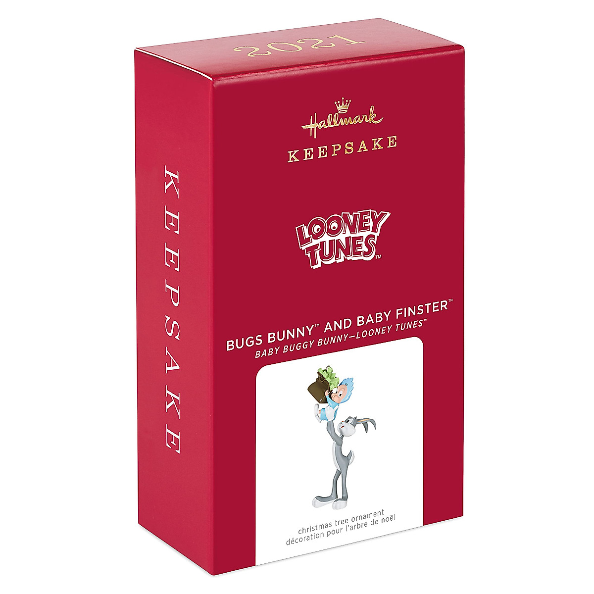 Hallmark Keepsake Christmas Ornament 2021, Looney Tunes Bugs Bunny and Baby Finster Baby Buggy Bunny