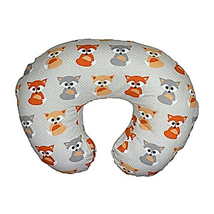 Adorology Nursing Pillow Slipcover, Baby Gray Foxes Design, Maternity Breastfeeding Newborn Infant Feeding Cushion Cover Case, Baby Shower for New Moms