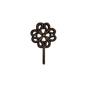 FantasHome Wall Mounted Cast Iron Home Décor Single Hook (Stylized Flower)
