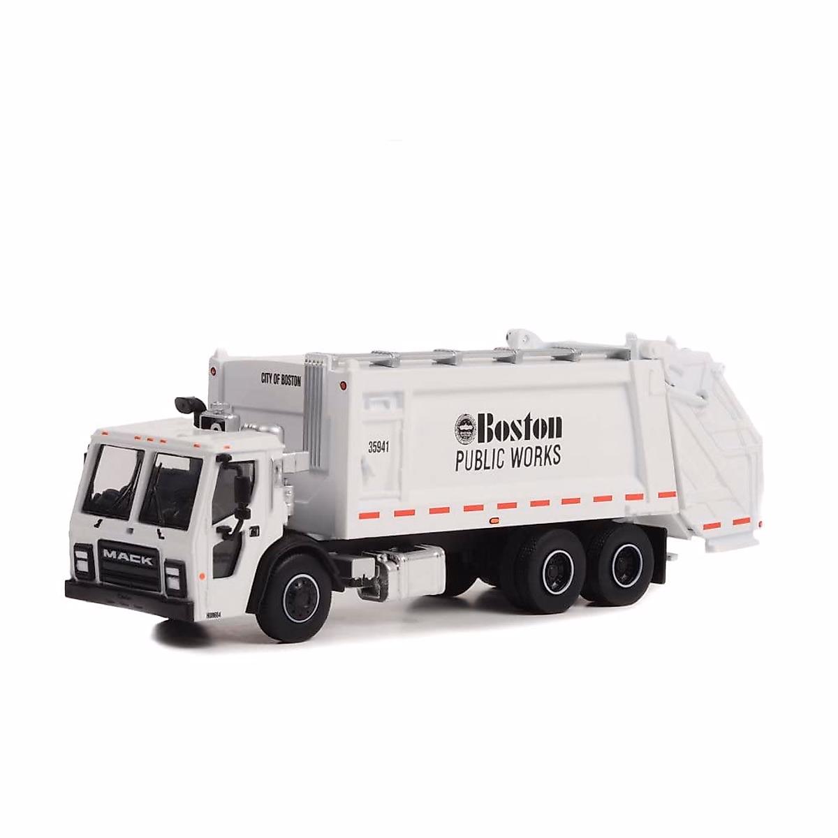 2020 Mack LR Rear Loader Refuse Truck, White - Greenlight 45160C - 1/64 Scale Diecast Car