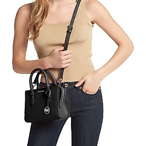 Michael Kors Sheila Small Non-Leather Vegan Satchel (Black)